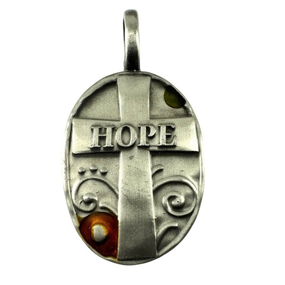 GANZ | Jewelry | Ganz Silver Tone Oval Charm Pendant Hope With Cross ...
